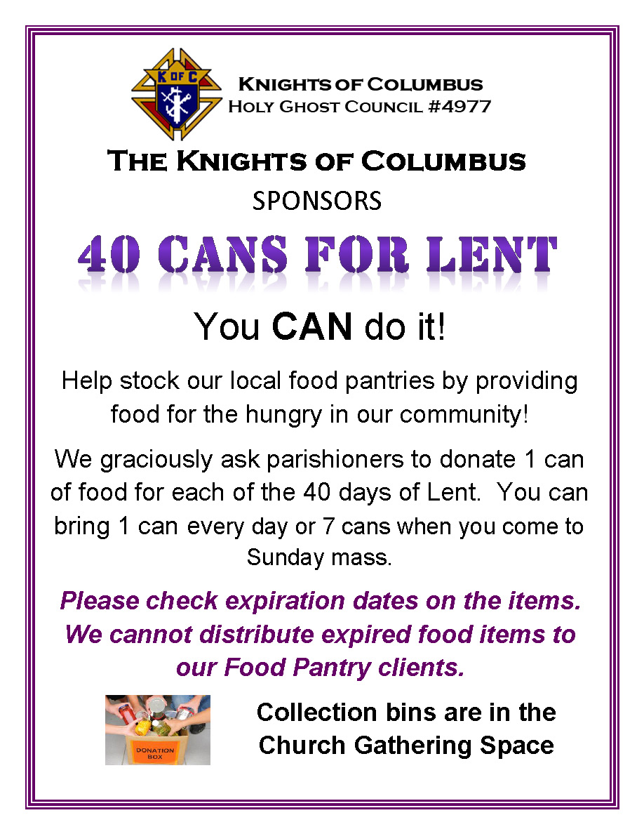 40 Cans for Lent Flyer – St. Theresa Catholic Church